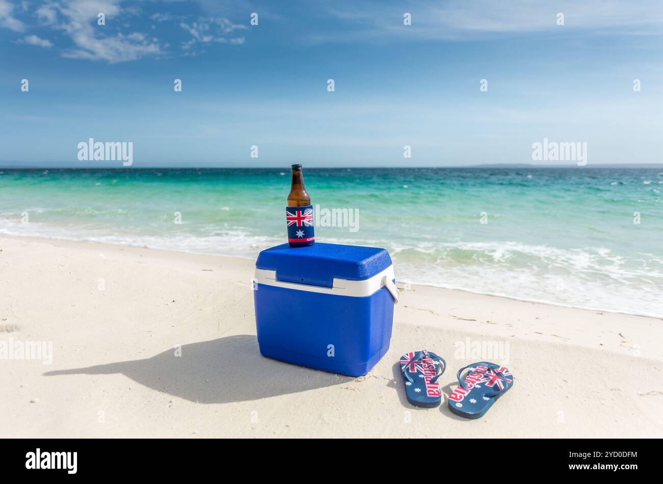 Esky thongs and a cold drink on the beach in Australia Stock Photo - Alamy