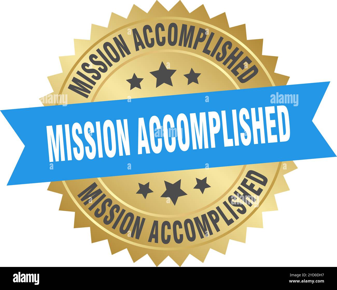 mission accomplished round blue and gold label isolated on transparent ...