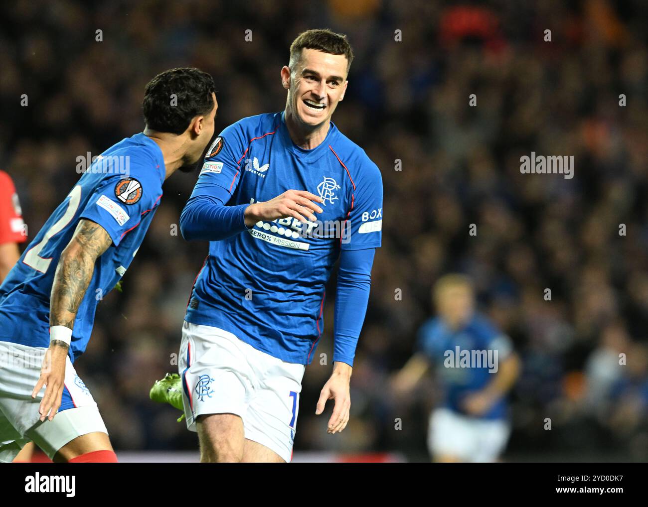 Glasgow, Scotland, 24th October 2024. Tom Lawrence of Rangers scores ...