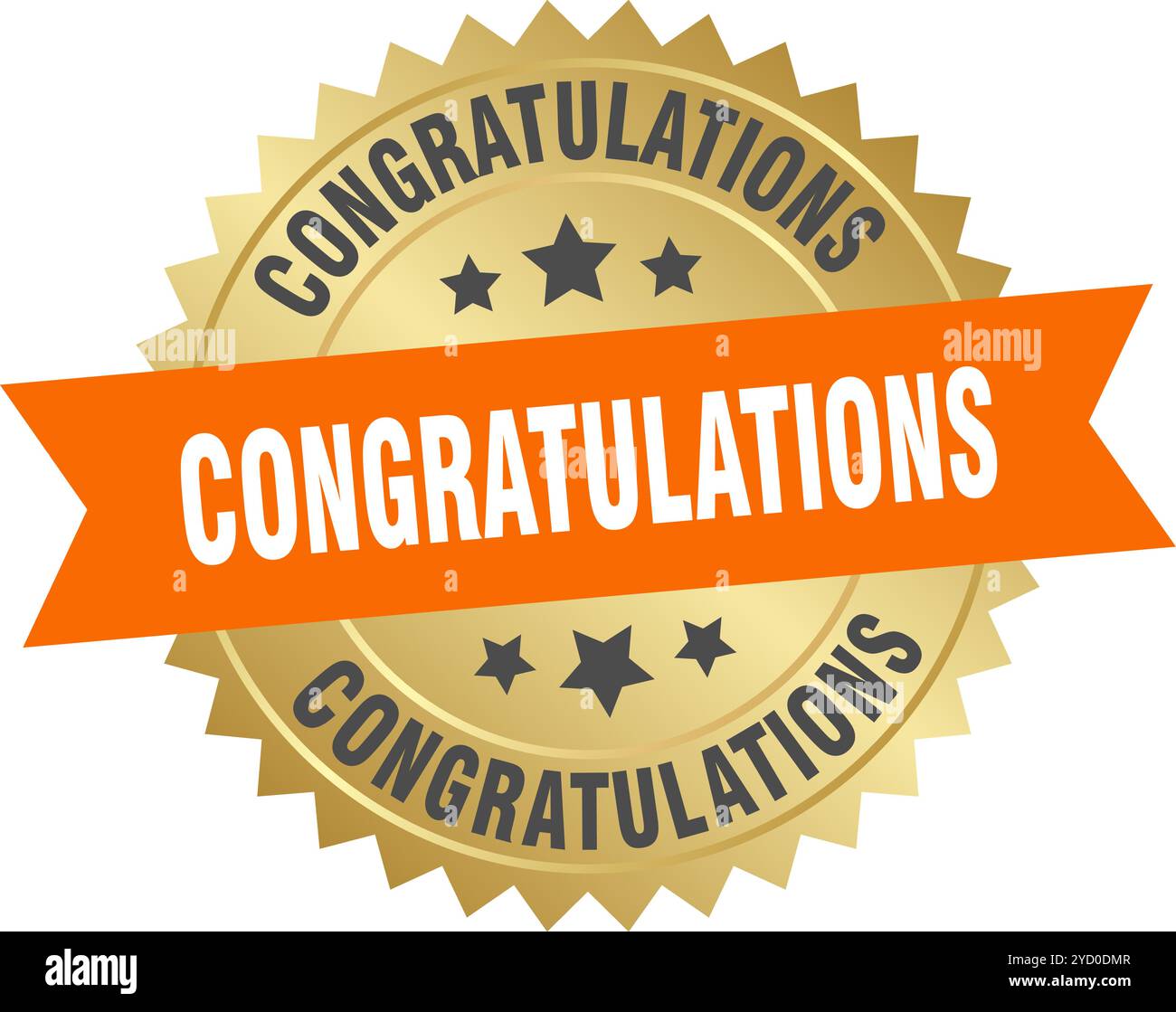 congratulations round orange and gold label isolated on transparent ...