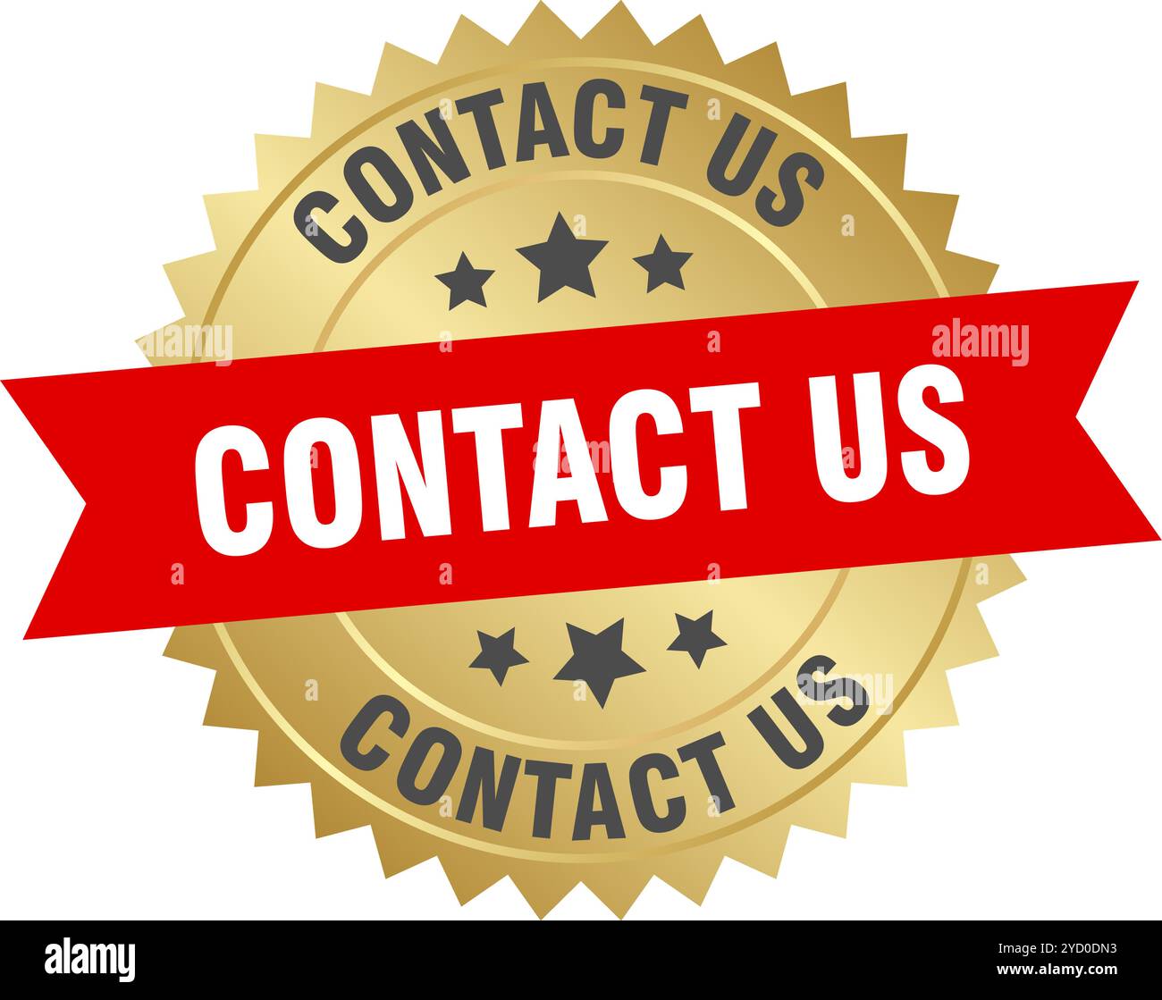 contact us round red and gold label isolated on transparent background ...