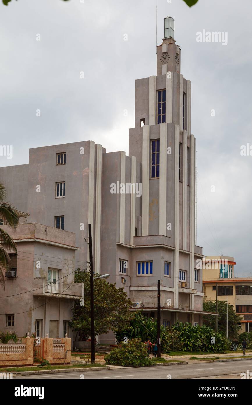 The historical House of the Americas art nouveau clock tower in Avenida ...