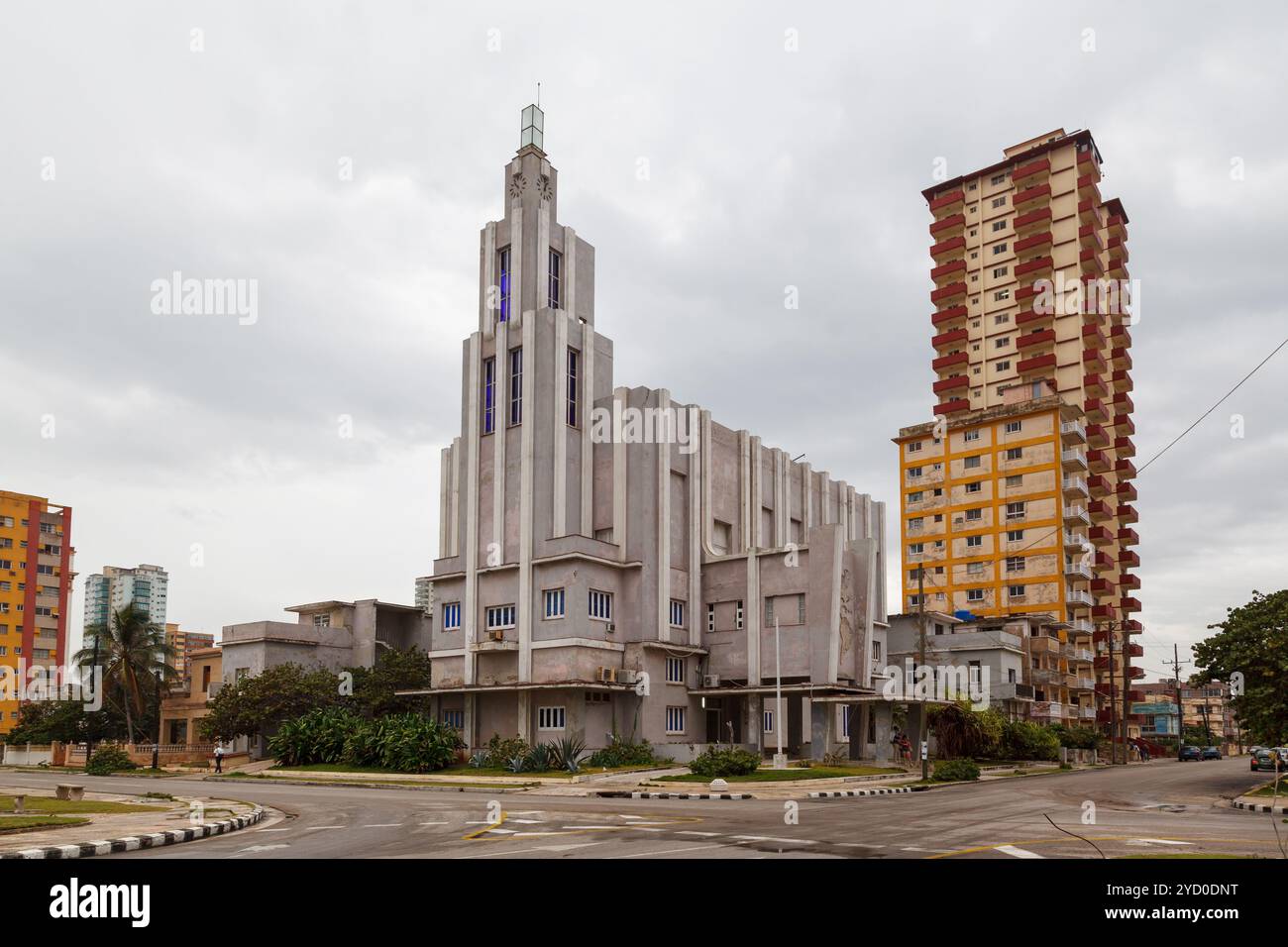 The historical House of the Americas art nouveau clock tower in Avenida ...