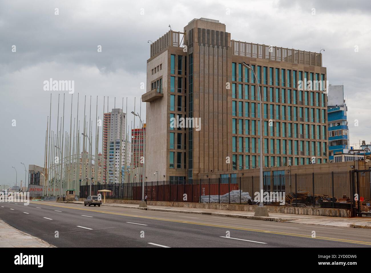 The United States Embassy modern architecture building in the Malecon ...