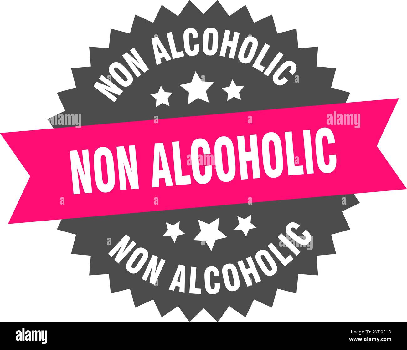 non alcoholic round pink label isolated on transparent background. non ...