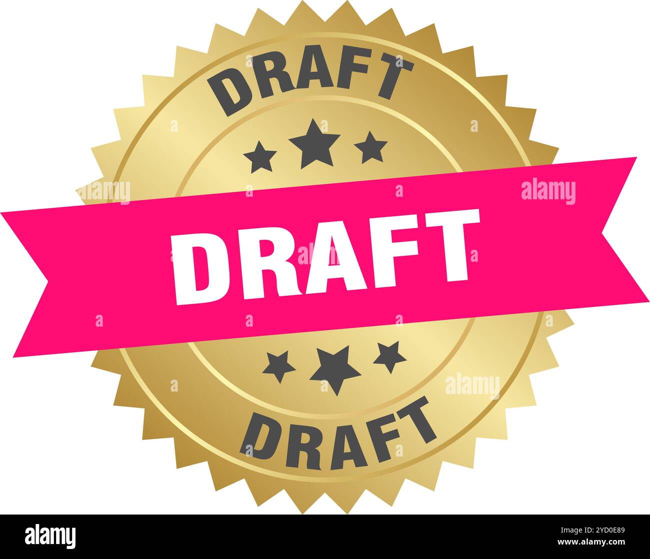 draft round pink and gold label isolated on transparent background ...