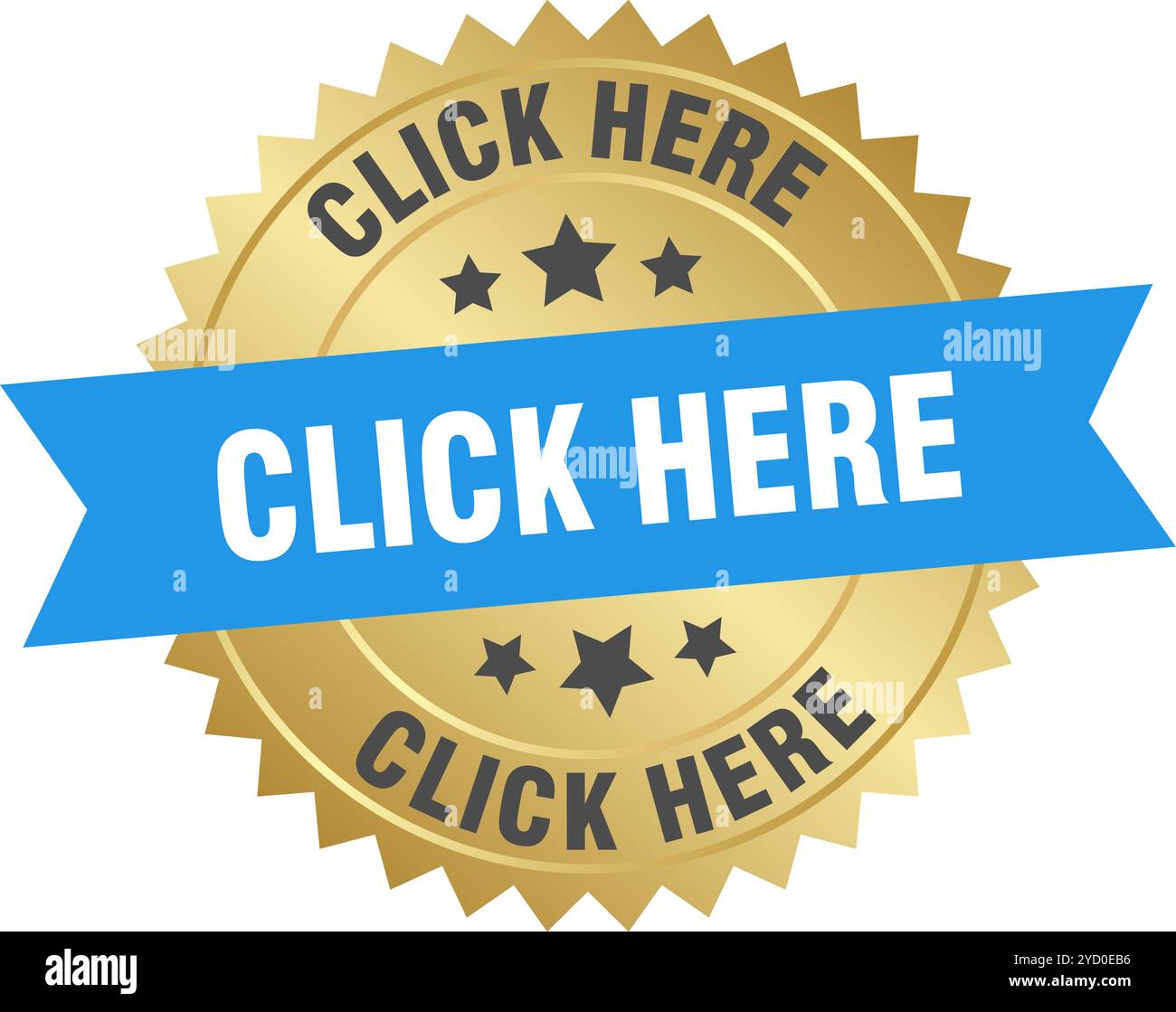 click here round blue and gold label isolated on transparent background. click here Stock Vector ...