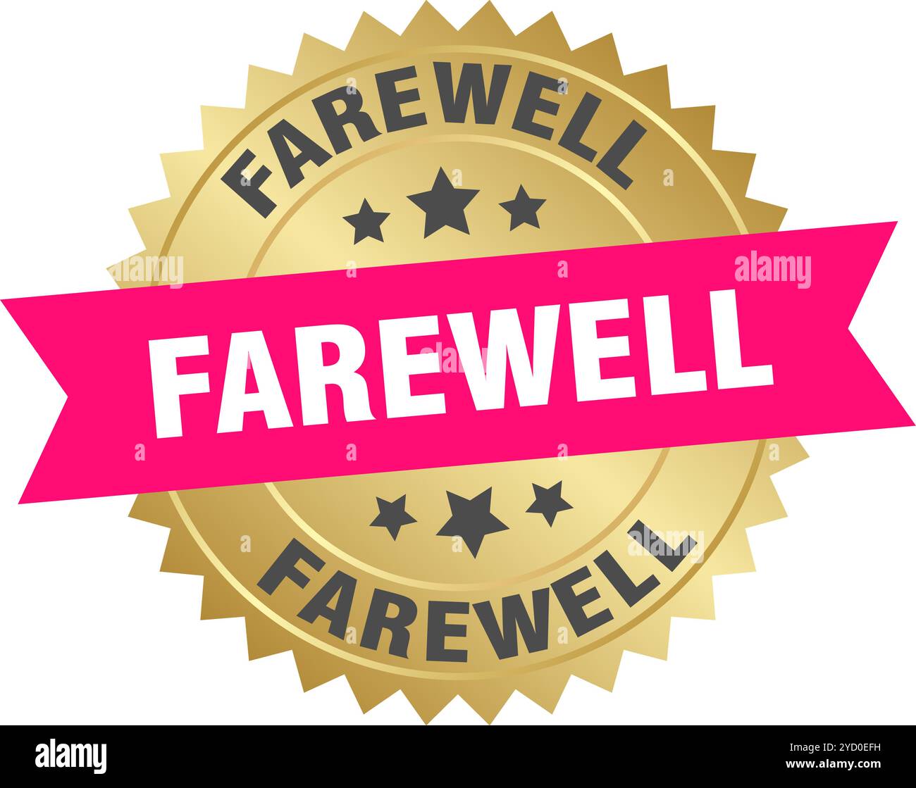 farewell round pink and gold label isolated on transparent background ...