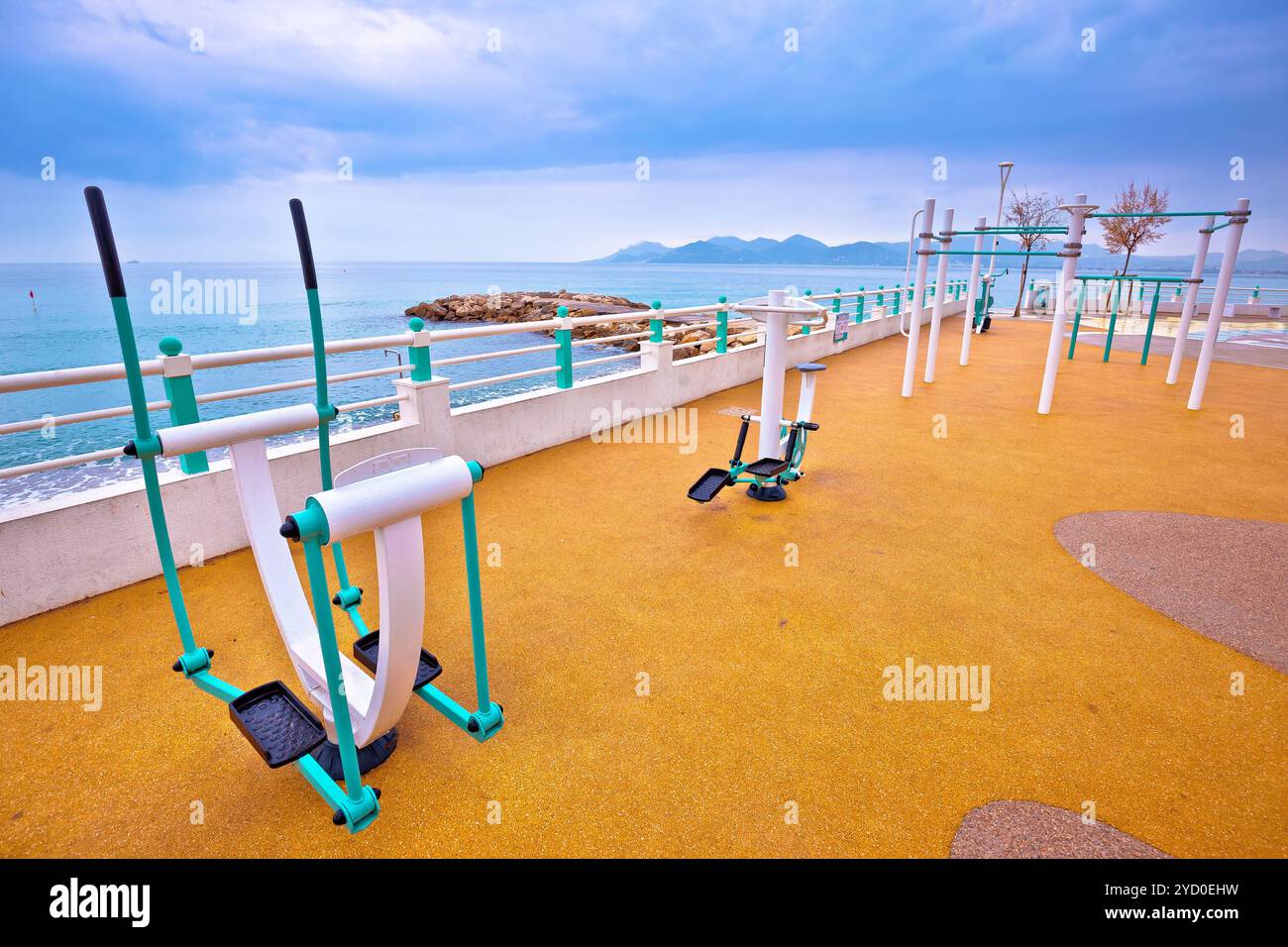 Public fitness exercise park by Mediterranean sea in Cannes view Stock ...