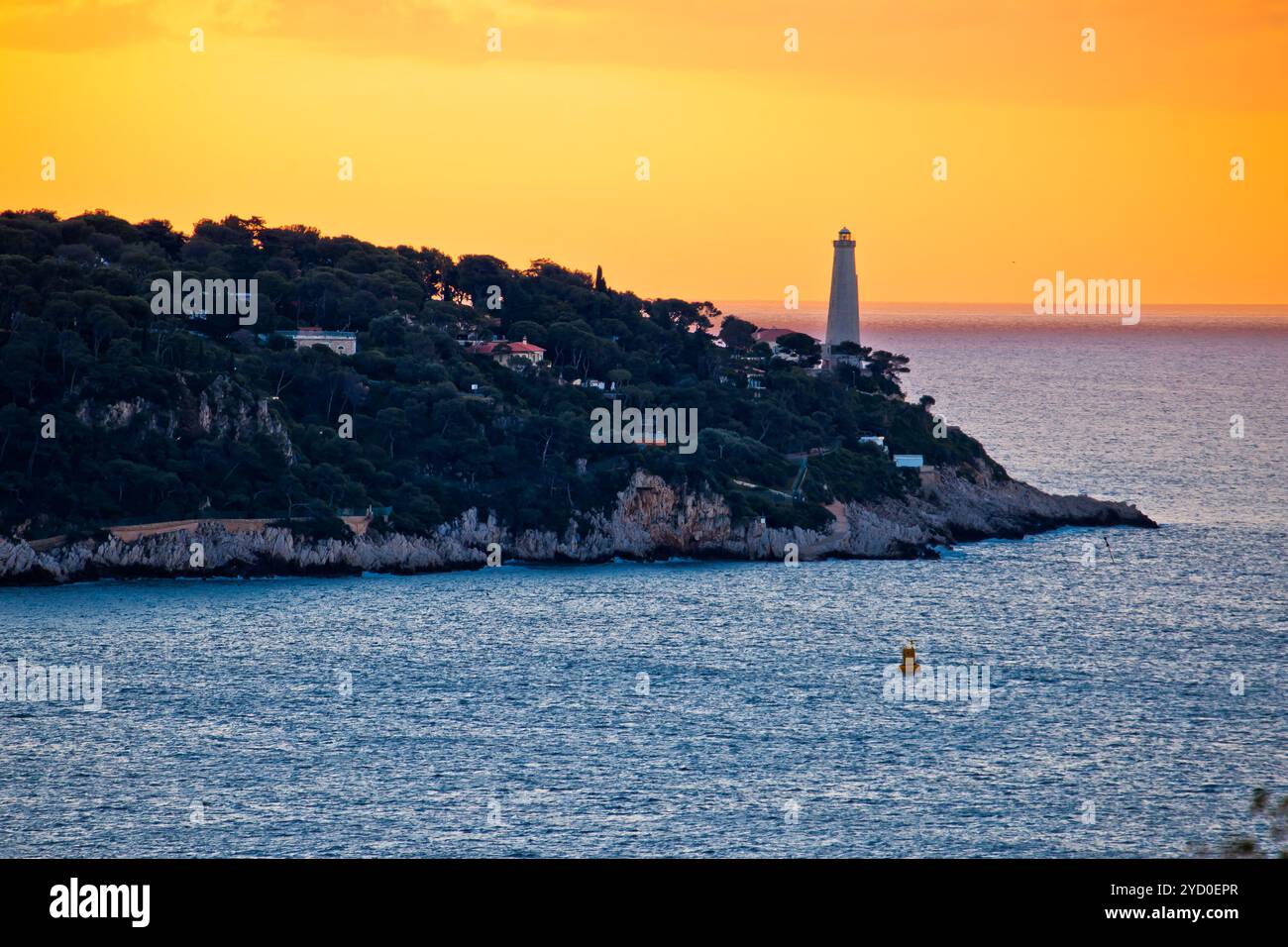 Cap Ferrat peninsula and lighthouse sunrise view, amazing scenery of ...