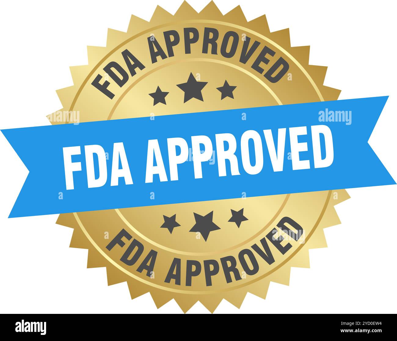 fda approved round blue and gold label isolated on transparent ...