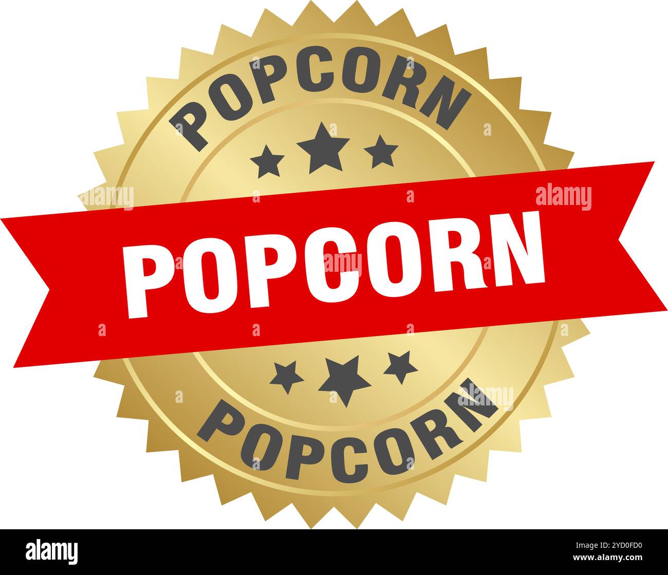 popcorn round red and gold label isolated on transparent background ...
