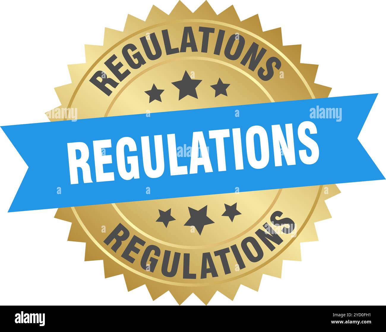 regulations round blue and gold label isolated on transparent ...