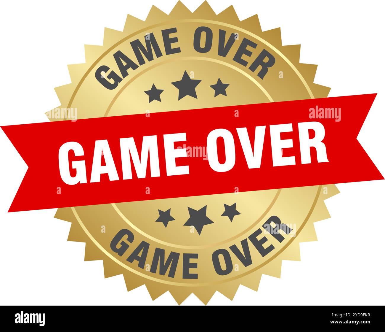 game over round red and gold label isolated on transparent background ...