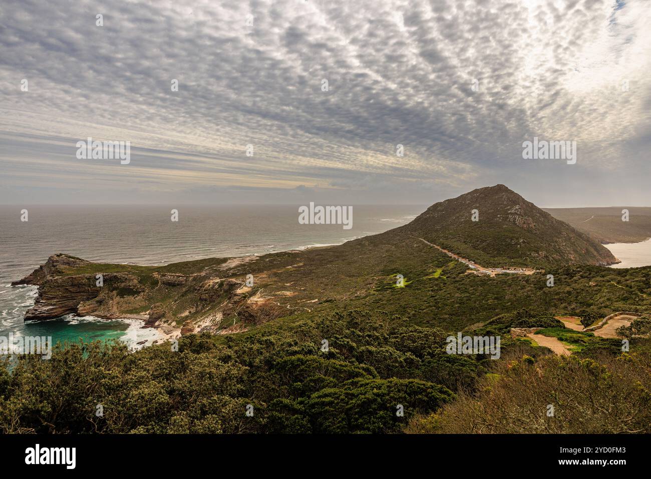 overhead landscape view of cape of good hope south africa and atlantic ...