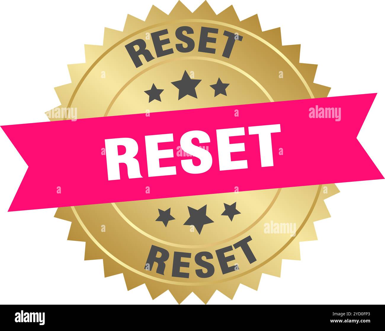 reset round pink and gold label isolated on transparent background ...