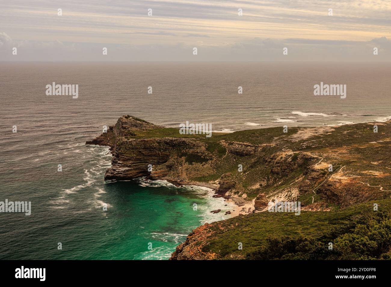 overhead landscape view of cape of good hope south africa and atlantic ...