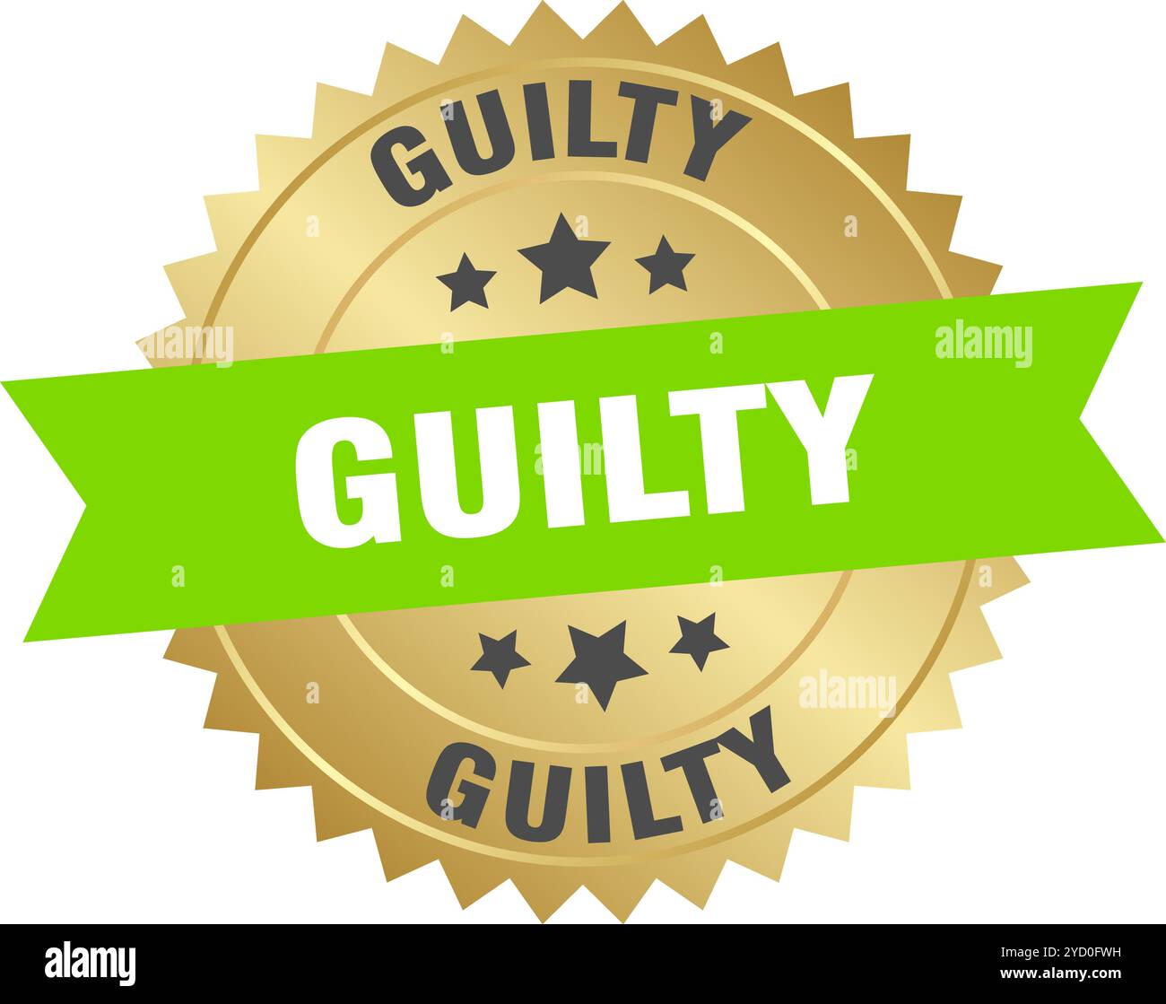 guilty round green and gold label isolated on transparent background ...