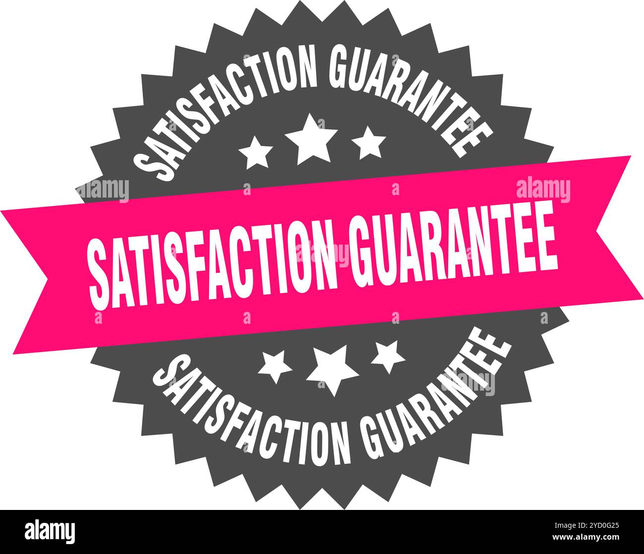 satisfaction guarantee round pink label isolated on transparent ...