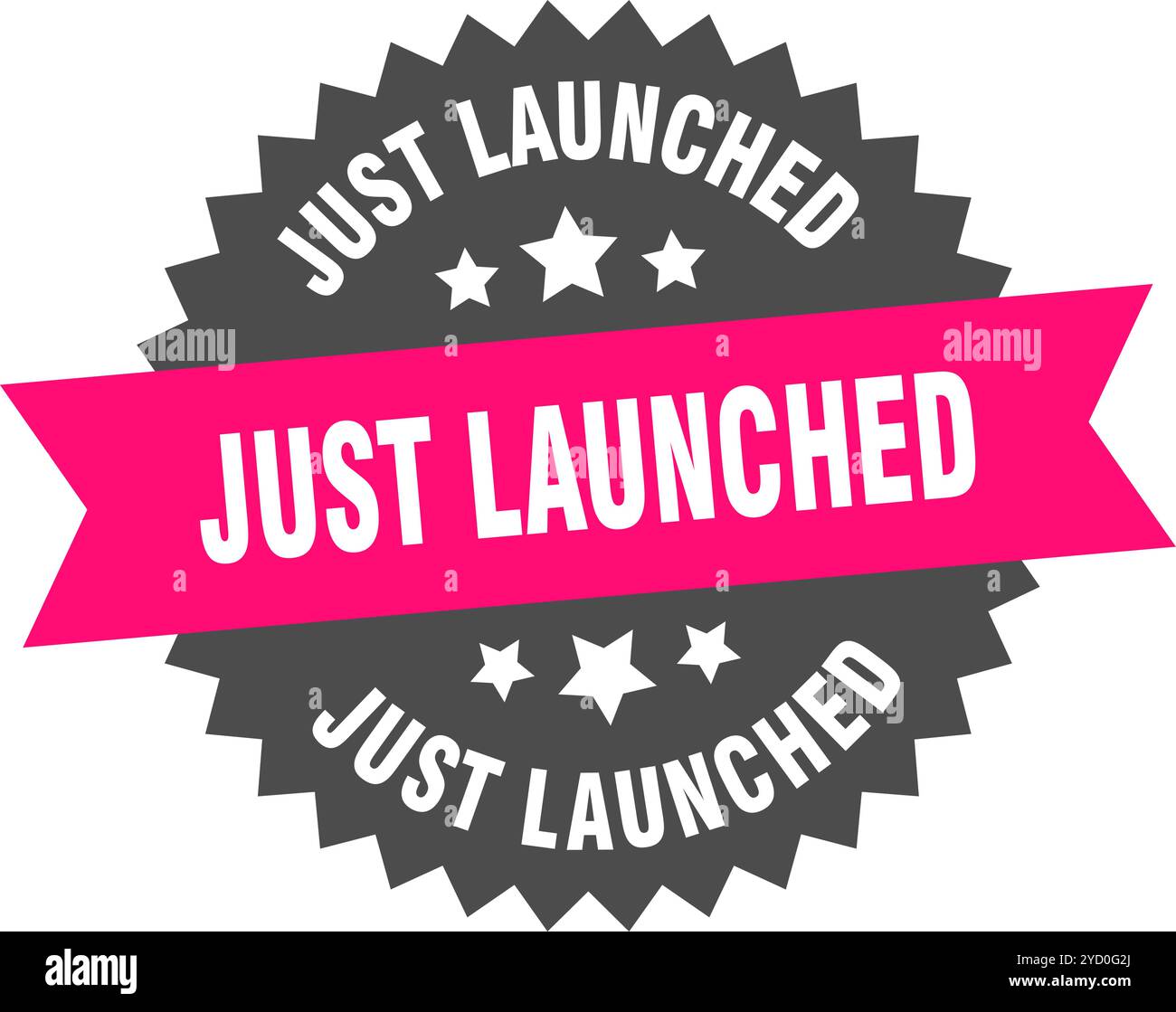 just launched round pink label isolated on transparent background. just ...