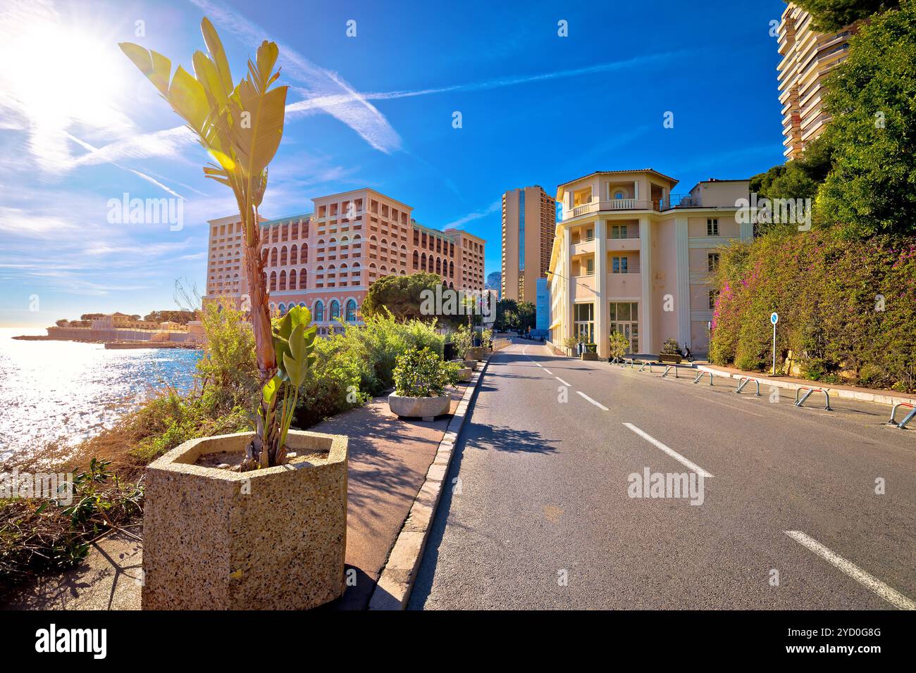Monaco eastern entrance from France on Princess Grace avenue Stock ...