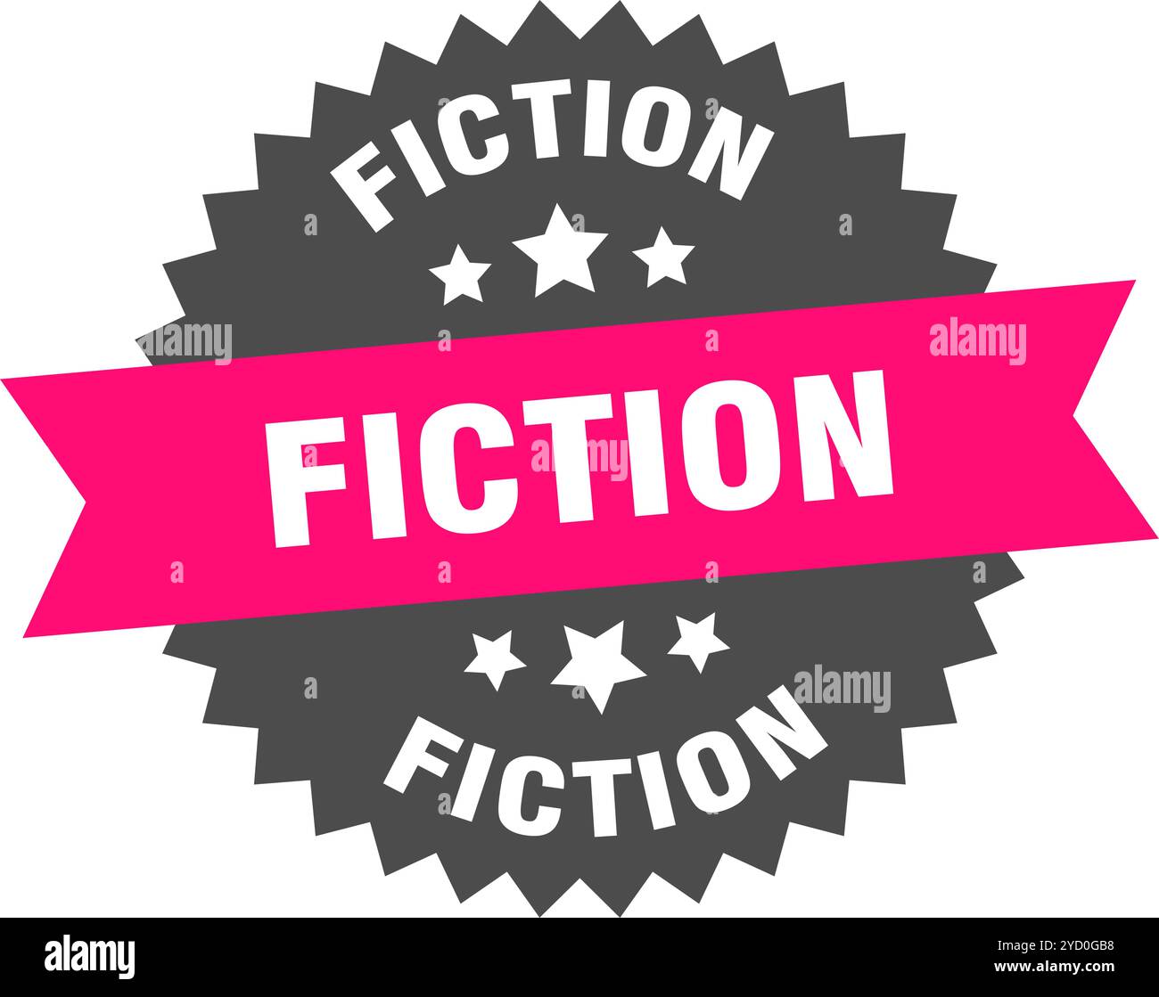 fiction round pink label isolated on transparent background. fiction ...