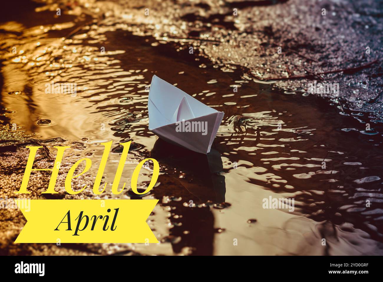 Banner Hello April. Welcome month of spring. Hello April Stock Photo ...