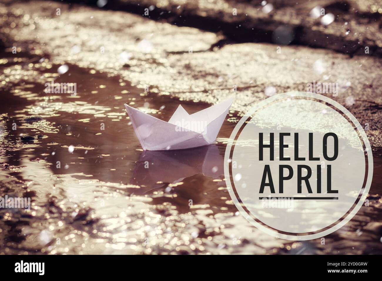 Banner Hello April. Welcome month of spring. Hello April Stock Photo ...