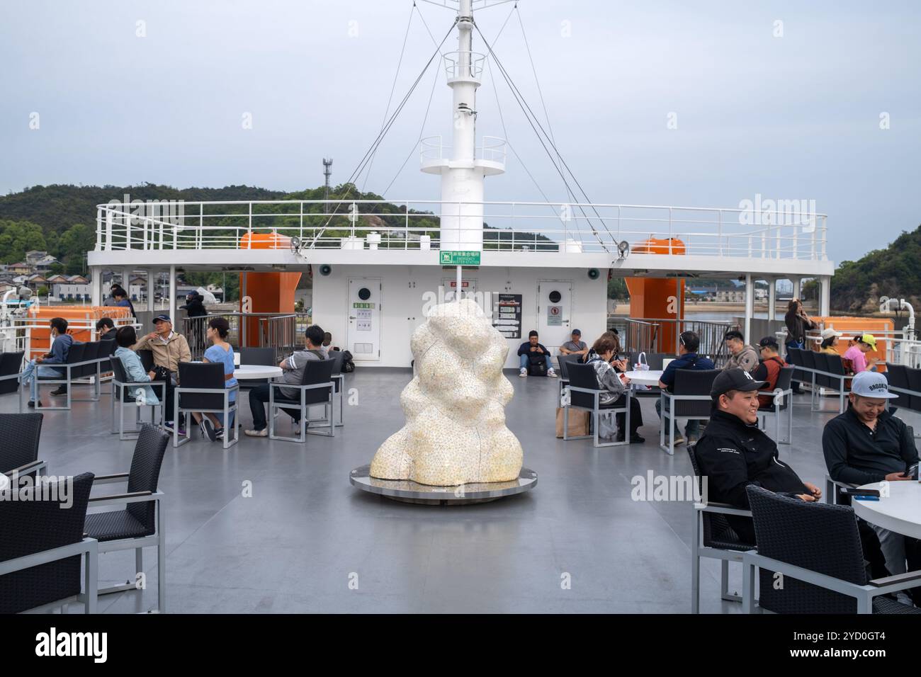 Passengers on the deck of the Ferry from Naoshima to Uno Japan Stock ...