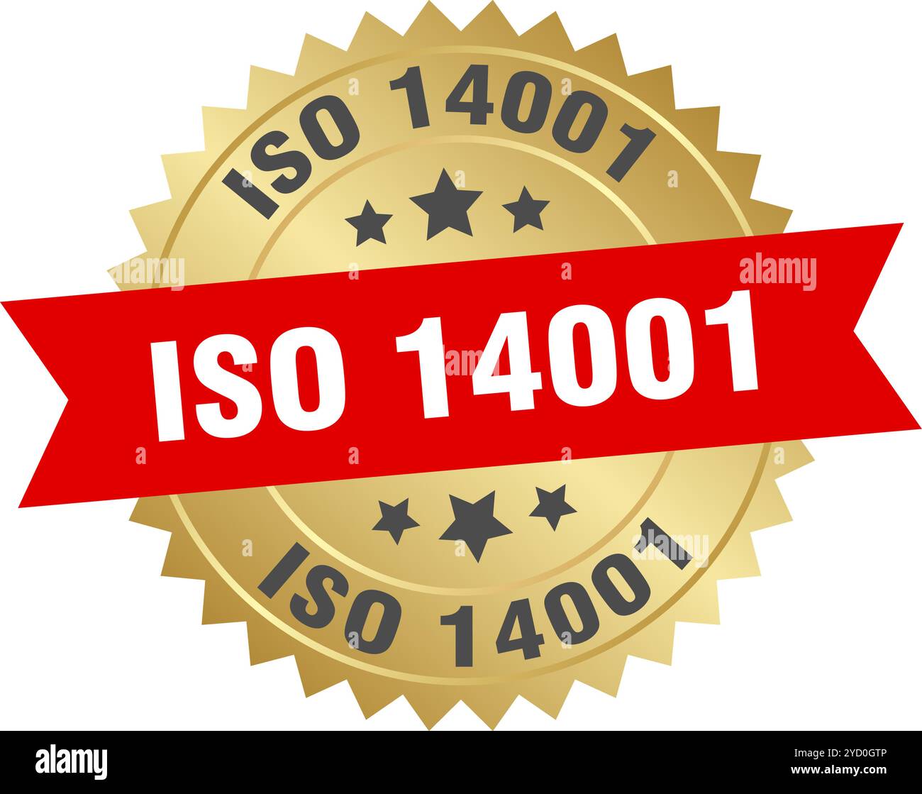 iso 14001 round red and gold label isolated on transparent background ...