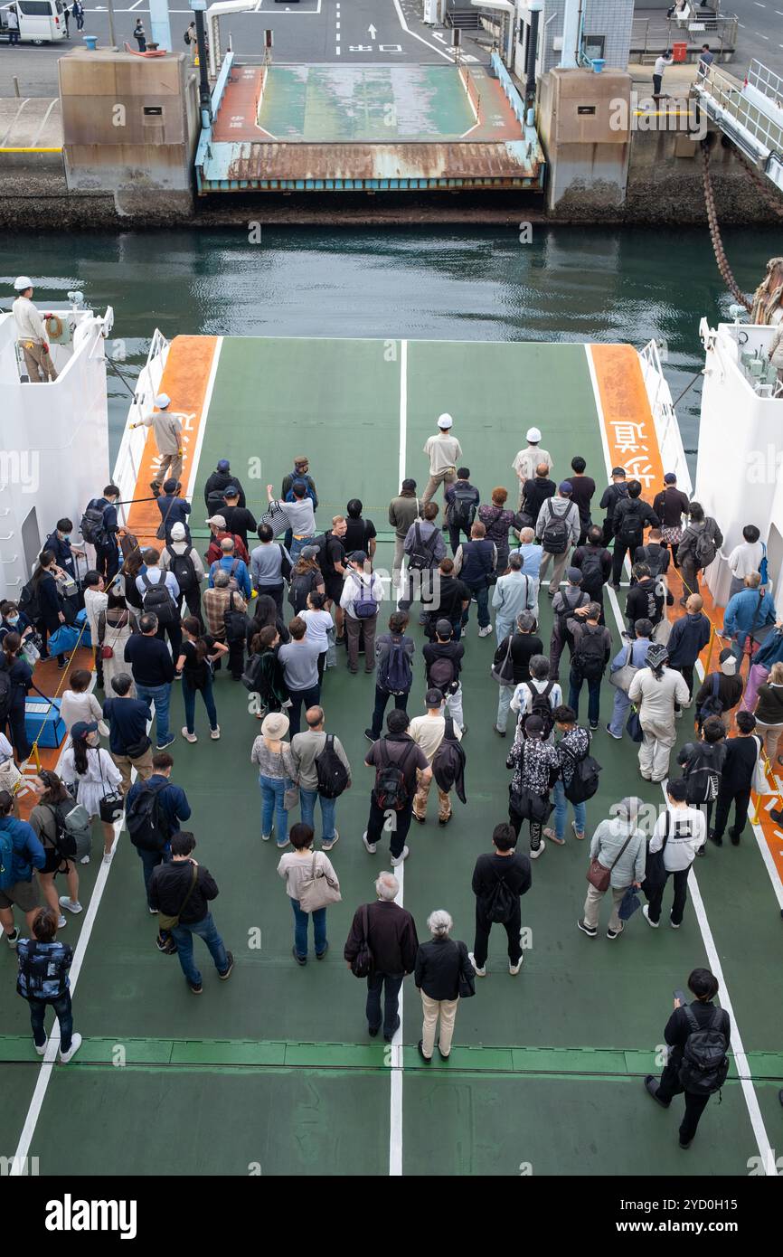 Passengers waiting to leave the Ferry from Naoshima to Uno Japan Stock ...