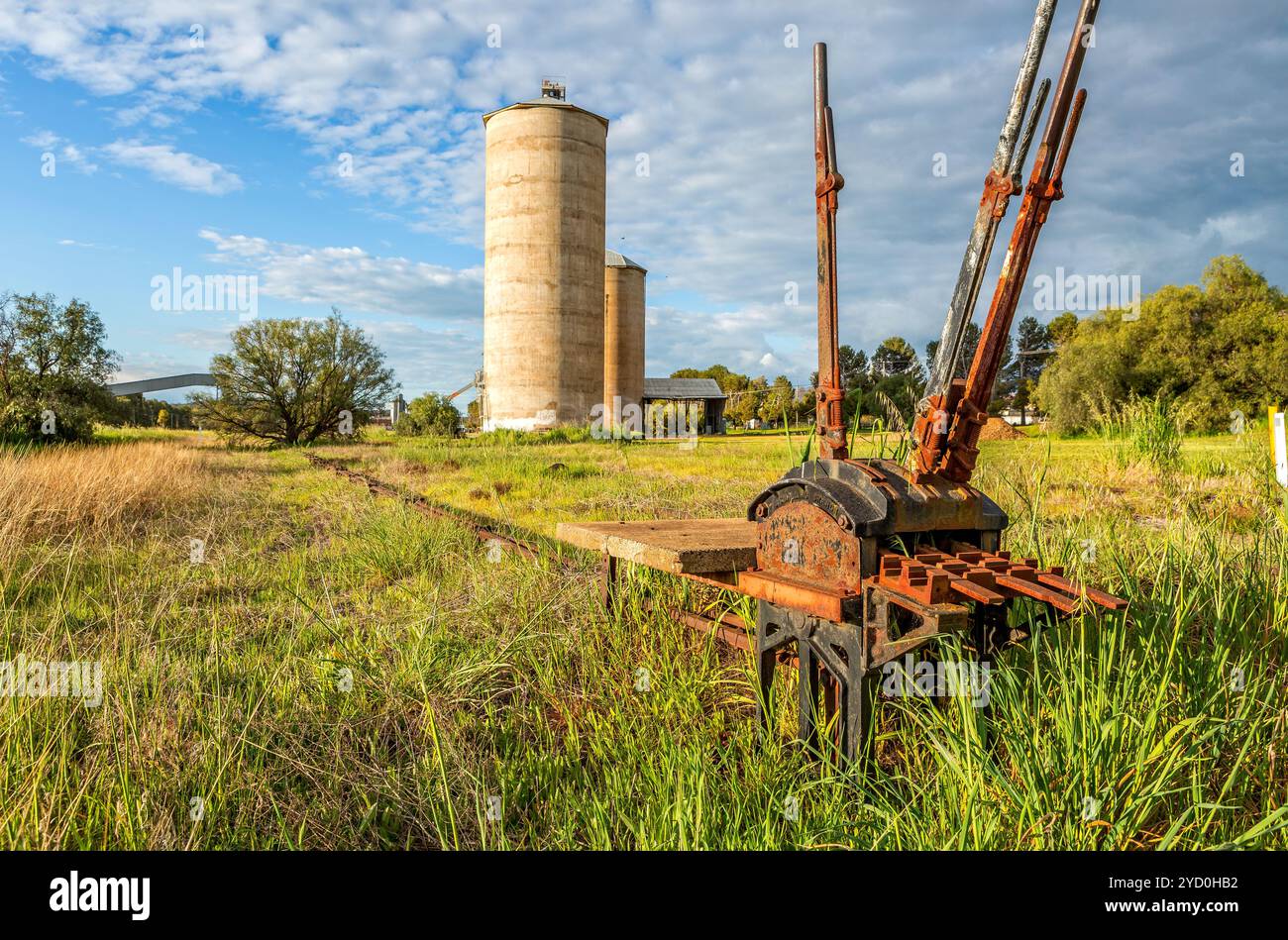 Abandoned silos after rail line discontinuted Stock Photo - Alamy