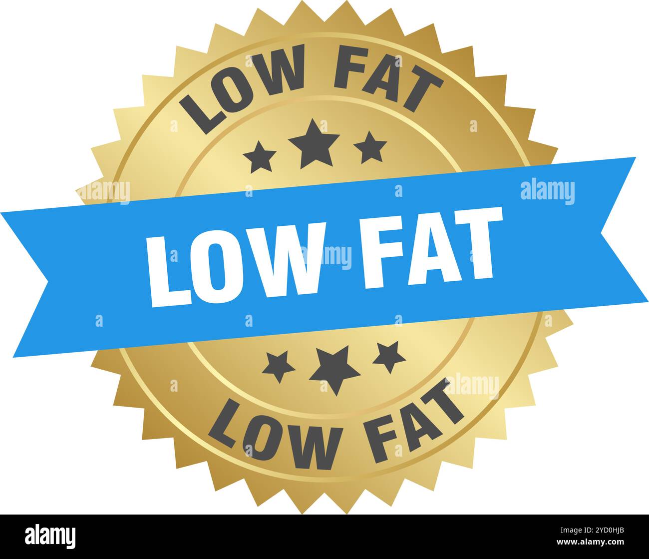 low fat round blue and gold label isolated on transparent background ...