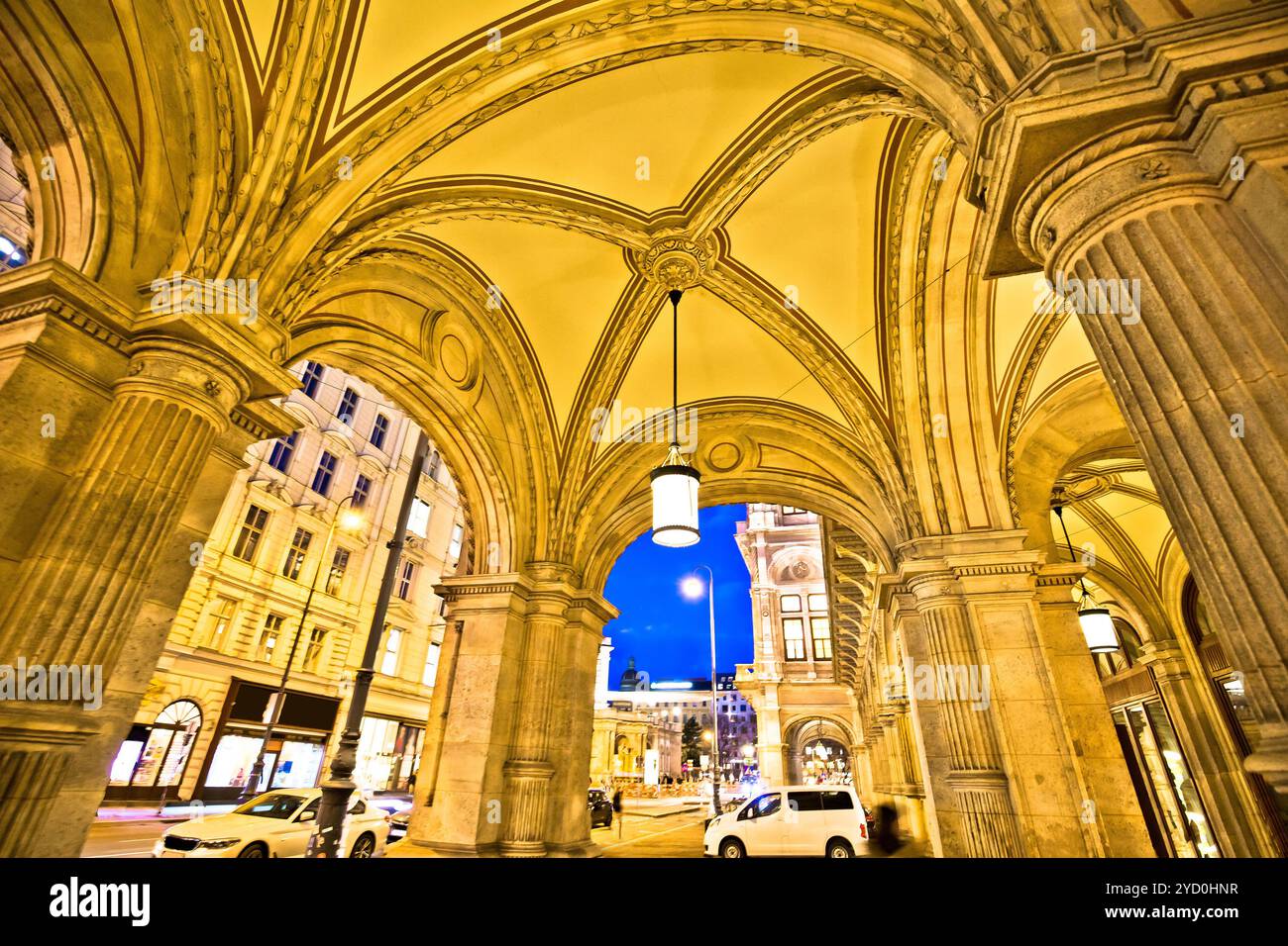 Vienna state Opera house arcades and evening street view Stock Photo ...