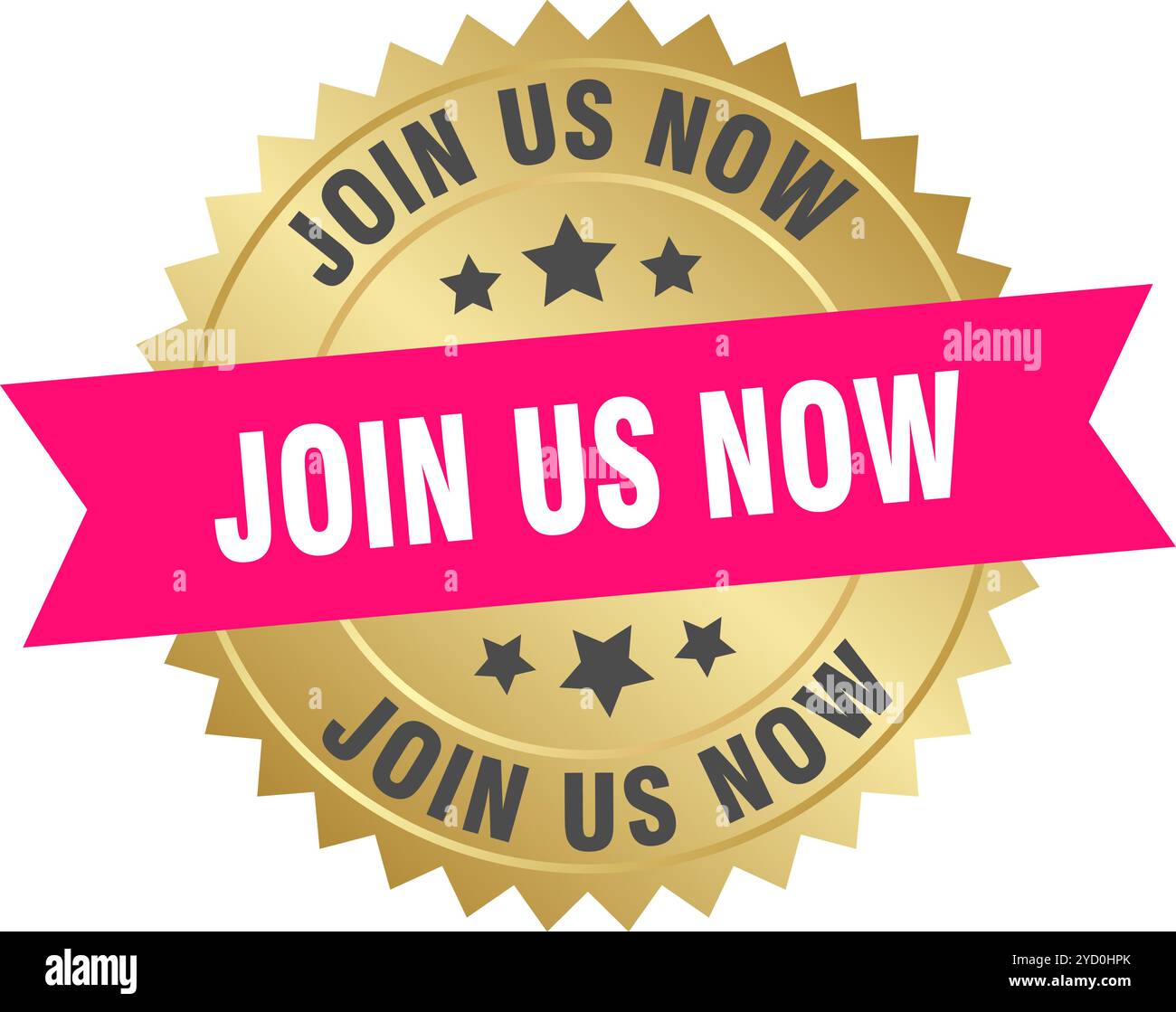 join us now round pink and gold label isolated on transparent ...