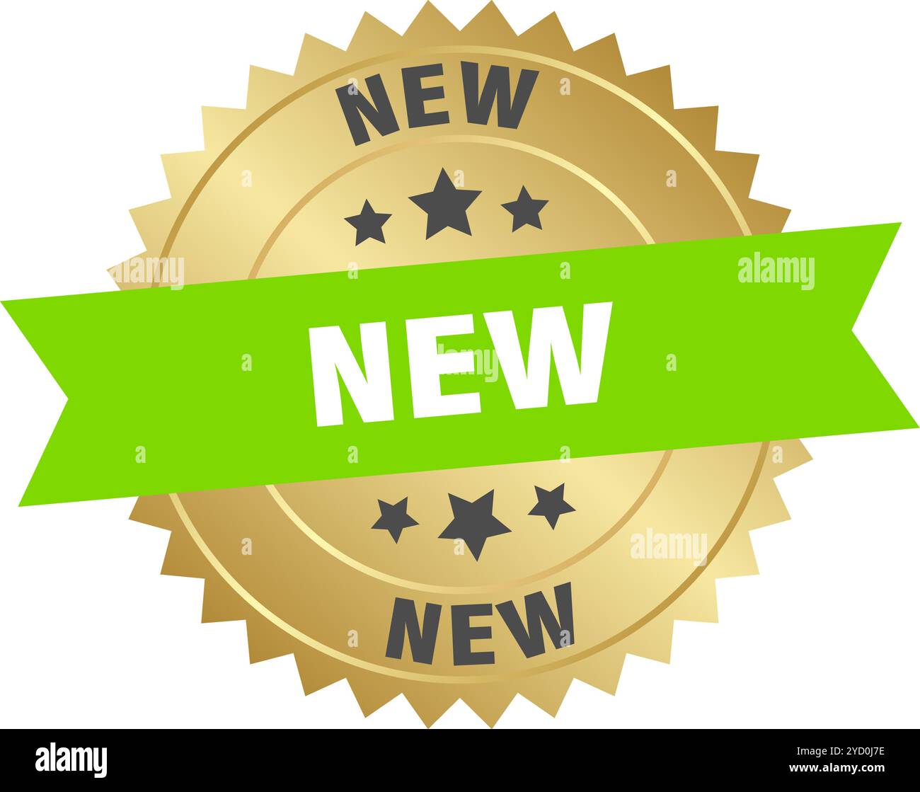 new round green and gold label isolated on transparent background. new ...