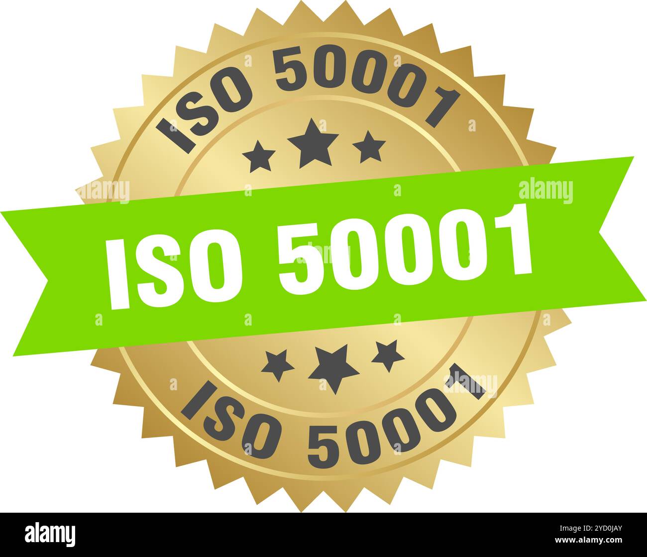 iso 50001 round green and gold label isolated on transparent background ...