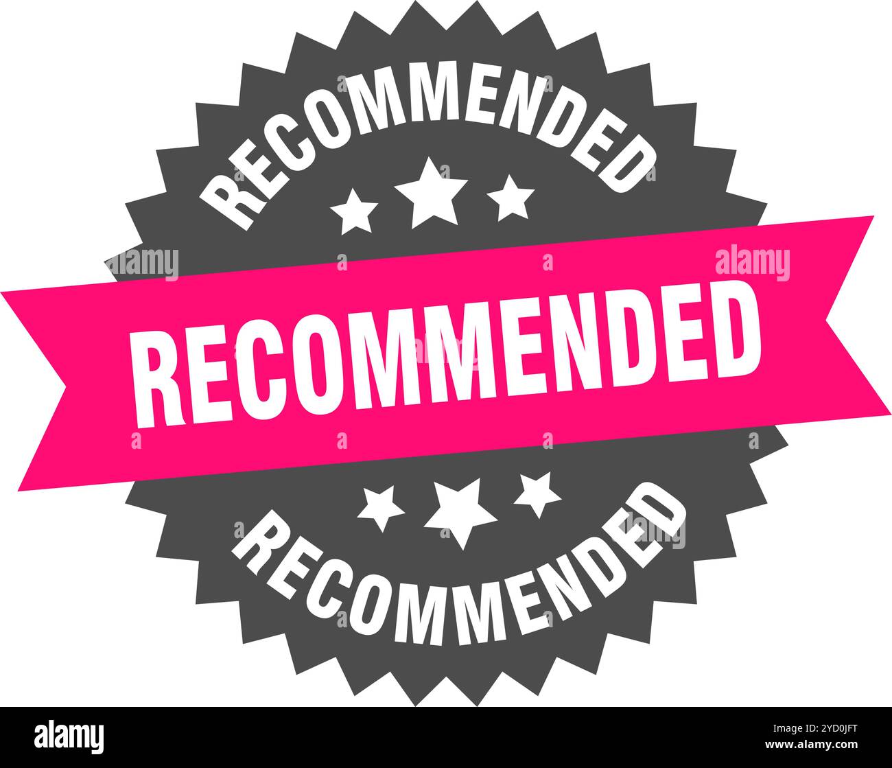 recommended round pink label isolated on transparent background ...