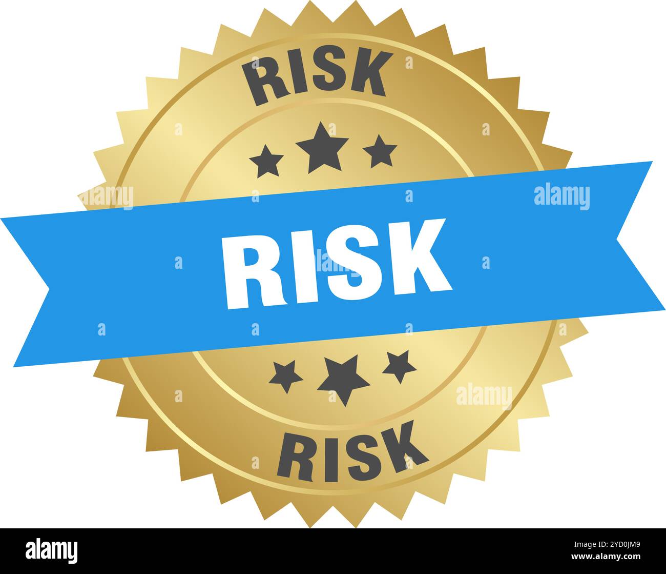 risk round blue and gold label isolated on transparent background. risk ...