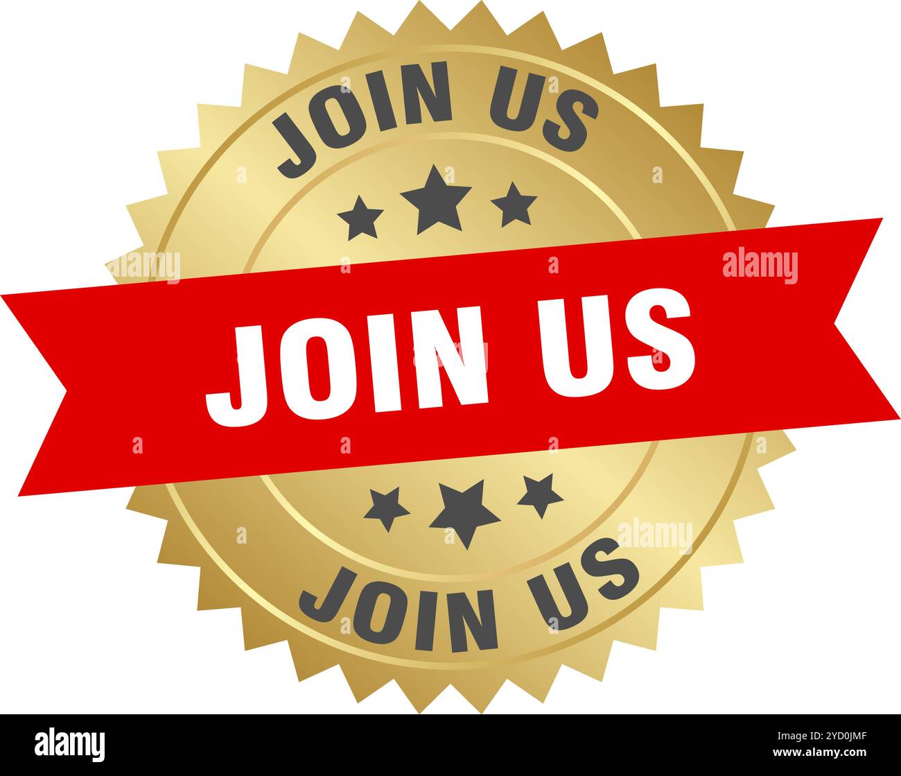 join us round red and gold label isolated on transparent background ...