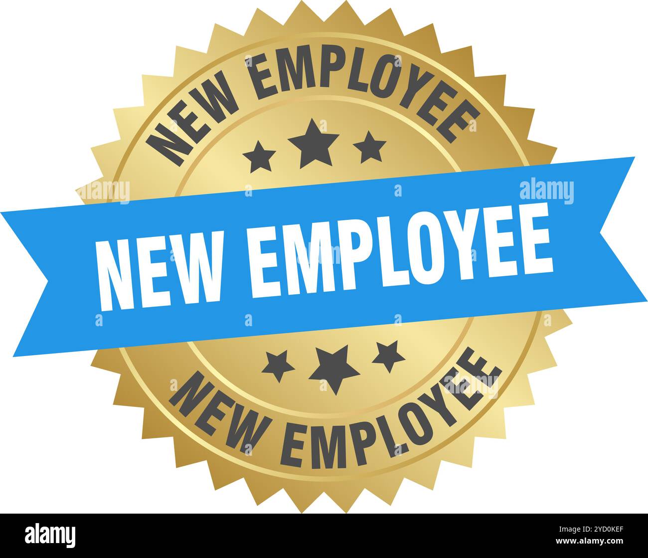new employee round blue and gold label isolated on transparent ...