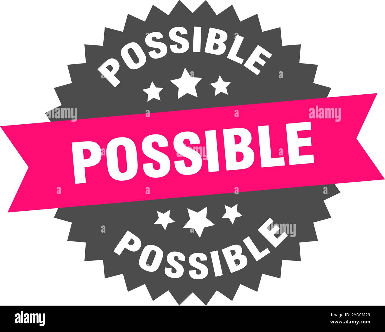 possible round pink label isolated on transparent background. possible ...