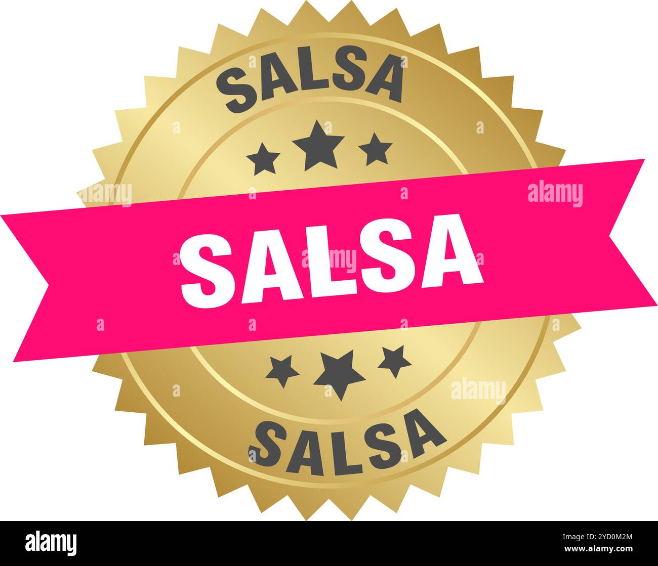 salsa round pink and gold label isolated on transparent background ...