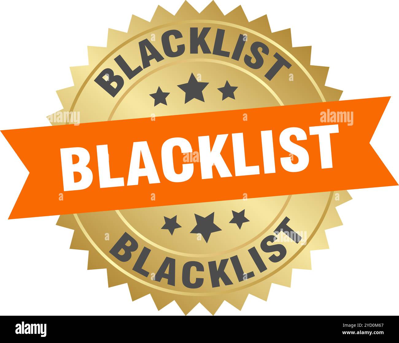 blacklist round orange and gold label isolated on transparent ...