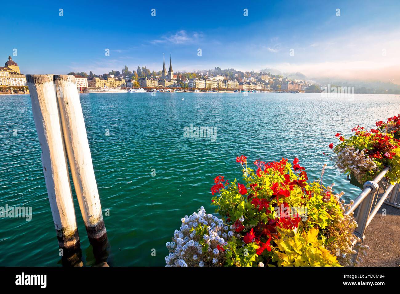 Colorful lake Luzern and town waterfront view Stock Photo - Alamy