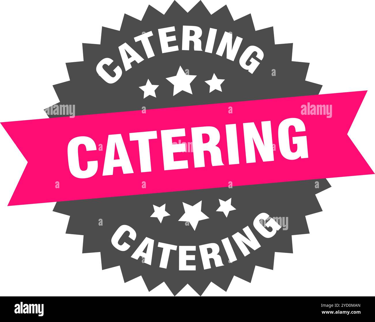 catering round pink label isolated on transparent background. catering ...