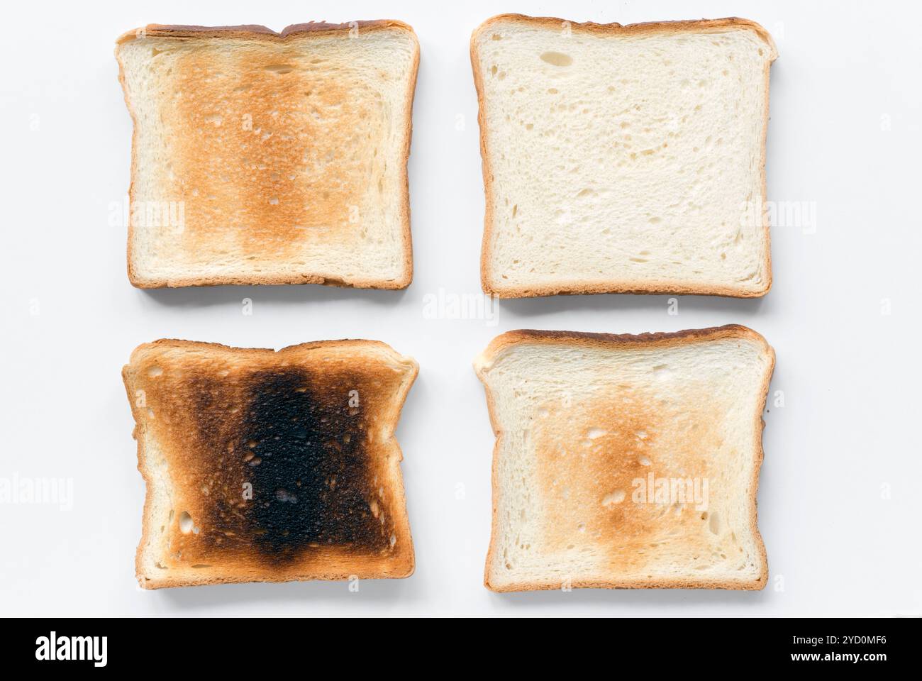 from normal to hard fried toasts variation isolated on white Stock ...