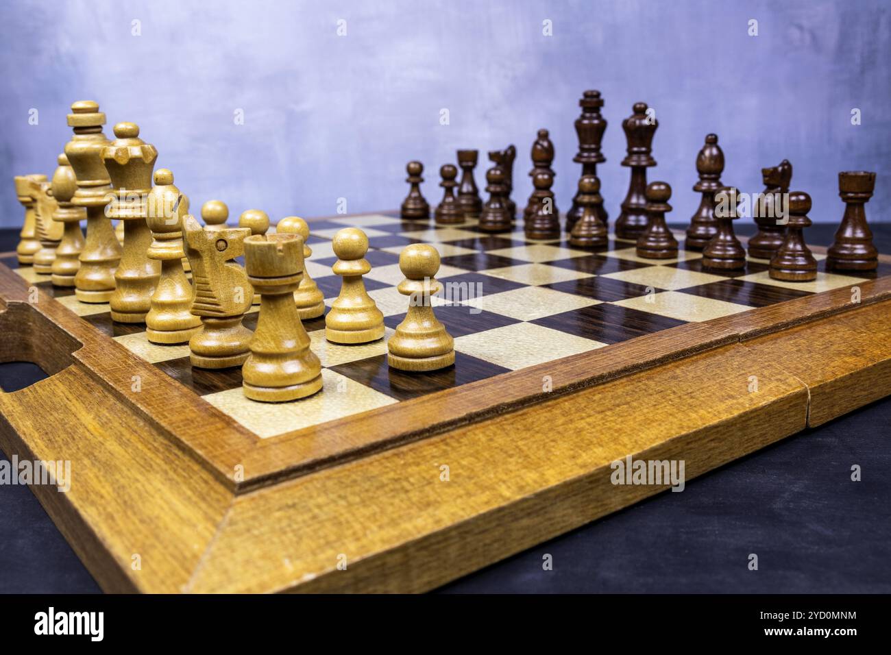 Match is ready to begin Wooden chess set board pieces figures Stock ...