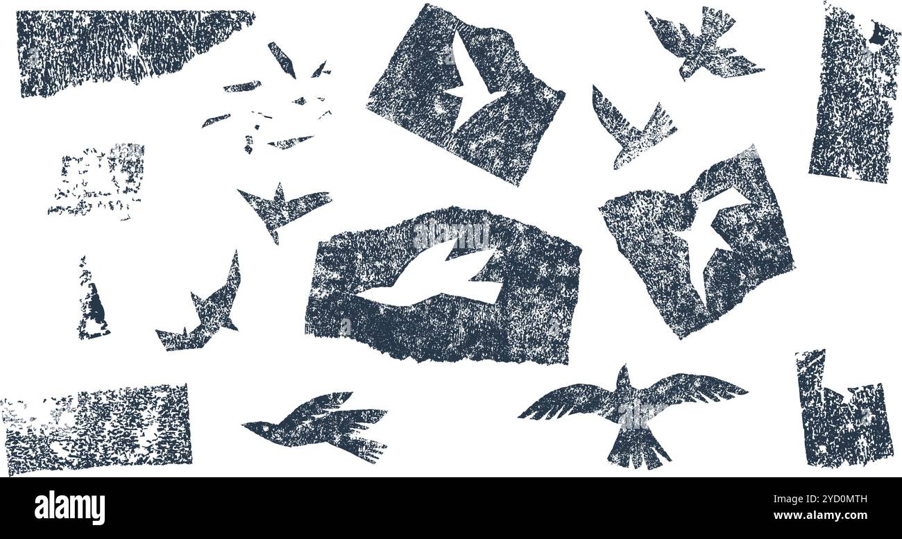Fly bird silhouette Black carboned texture overlay Dust grainy texture ...