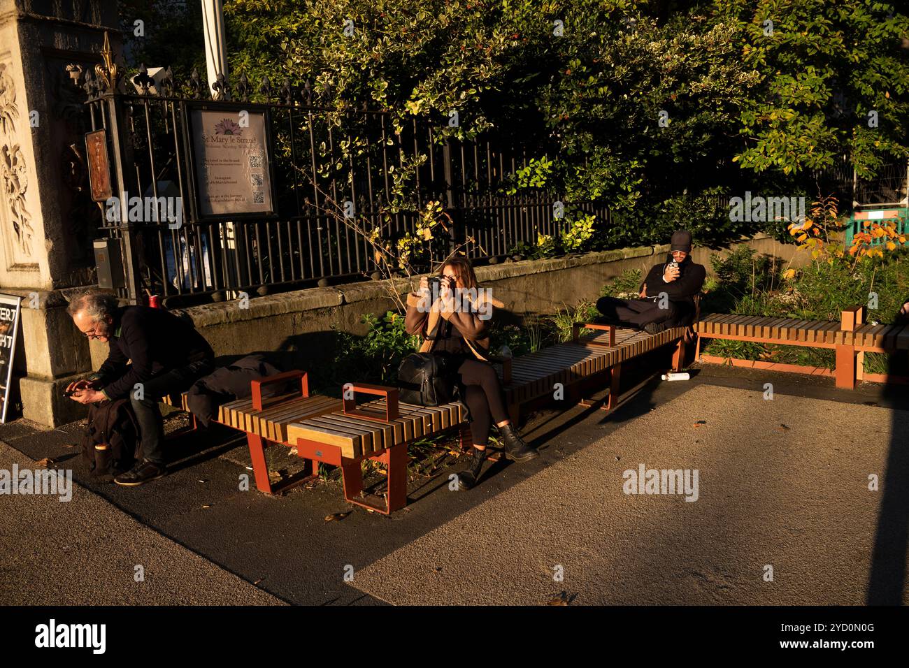Students sit outside Kings College London at The Strand in the capitol ...